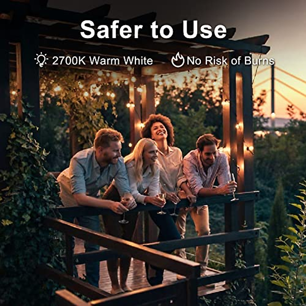 TJOY Solar String Lights Outdoor Patio Lights, 50ft Solar Powered Waterproof String Lights, 2700K Warm White Hanging Lights with 12pcs Shatterproof S14 E12 Bulbs for Patio, Backyard, Porch, Outdoors