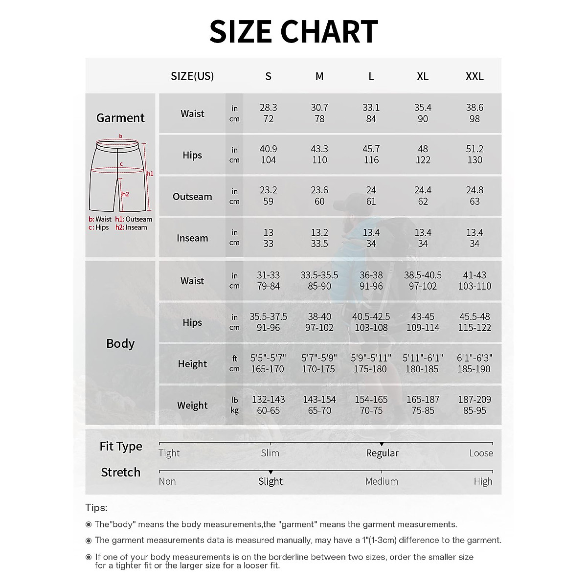 ARSUXEO Men's Loose Fit Cycling Shorts Mountain Bike Shorts Water Ressistant 1903 Army Green Size Medium