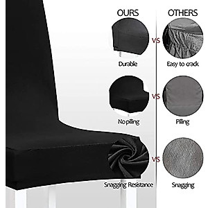 Obstal Black Chair Covers for Dining Room 6 Pack – Universal Stretch Spandex Removable Washable Chair Seat Slipcovers Protector for Kitchen, Ceremony, Wedding, Banquet, Hotel and Party