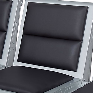 JSUN7 3 Seat Airport Reception Chair, Waiting Room Chairs with Arm, Black Leather Waiting Room Benches, Office Guest Chairs for Lobby Airport Salon Barber Shop Bank and Market, Set of 3