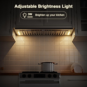 BRANO Range Hood Insert 30 Inch, 900 CFM Smart Voice/Gesture/Touch Control, 4 Speed Exhaust Fan, Stainless Steel Kitchen Hood with Charcoal Filter, Ducted/Ductless Convertible