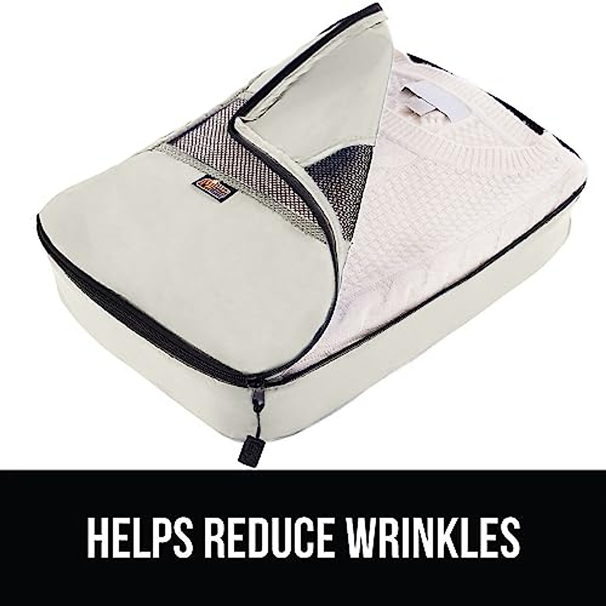 Gorilla Grip 6 Piece Packing Cubes Set, Compression Space Saving Organizers for Suitcases and Luggage, Mesh Window Bags, Travel Essentials for Carry On, Clothes and Shoes, Cube with Zipper, White