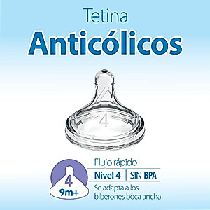 Dr. Brown's Natural Flow Level 4 Wide-Neck Baby Bottle Silicone Nipple, Fast Flow, 9m+, 100% Silicone Bottle Nipple, 6 Pack