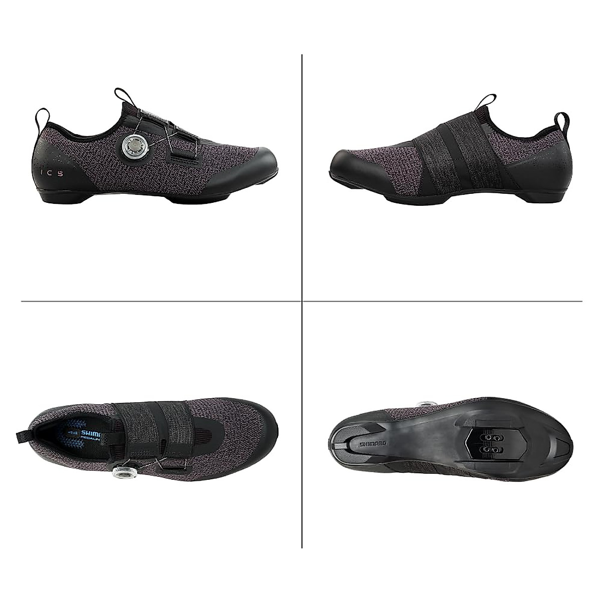 SHIMANO SH-IC501 High Performance Indoor Cycling Shoe, Black, 10-10.5 Women / 8.5-9 Men, (EU 43)