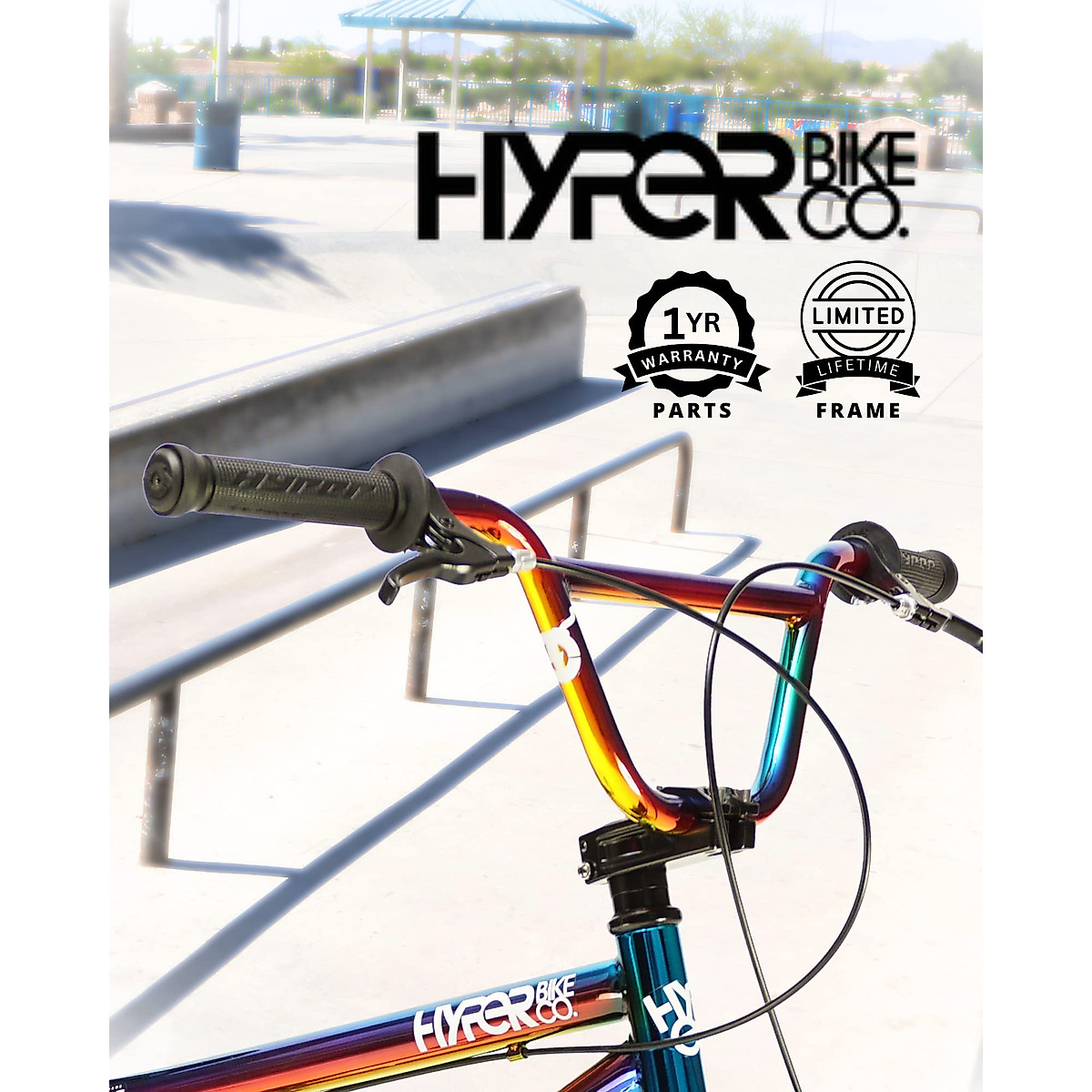 Hyper Nitro Circus RWilly BMX Bike 20 Inch for Kids or Adults, Single Speed, Front and Rear Sprockets, Steel BMX Frame. 360 Handlebar Rotation. Bike Park Ready BMX Bicycle. Jet Fuel Finish