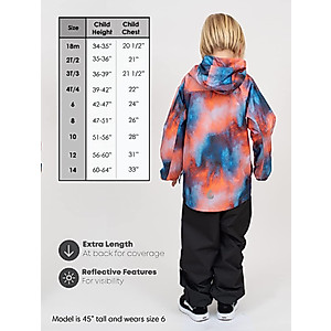 Therm Kids Raincoat, Waterproof Girls Boys Rain Jacket - Lightweight, Packable (LAVA, 8)