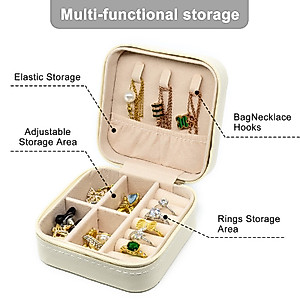 KEINE MARKE Small Jewelry Box, Travel Portable Jewelry Case for Ring, Pendant, Earring, Necklace, Bracelet Organizer Storage Holder Boxes, 1 pcs (white)