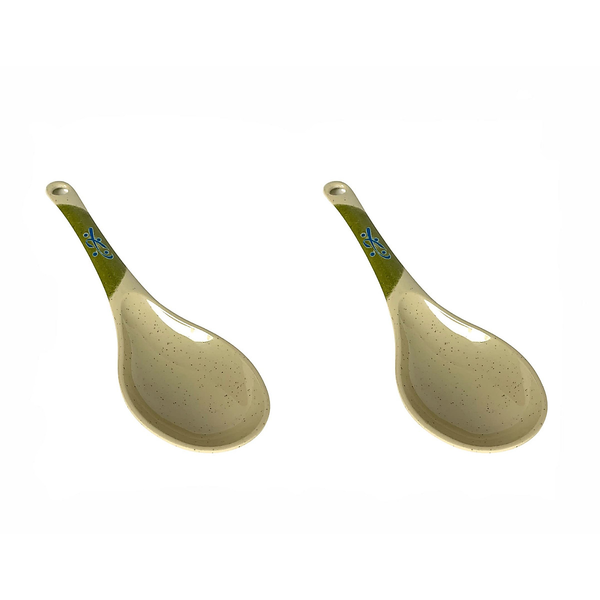 JapanBargain 2345, Set of 2 Serving Spoons Japanese Soup Serving Spoons Chinese Soup Serving Spoons Rice Serving Spoons Table Serving Spoons, Green Melamine