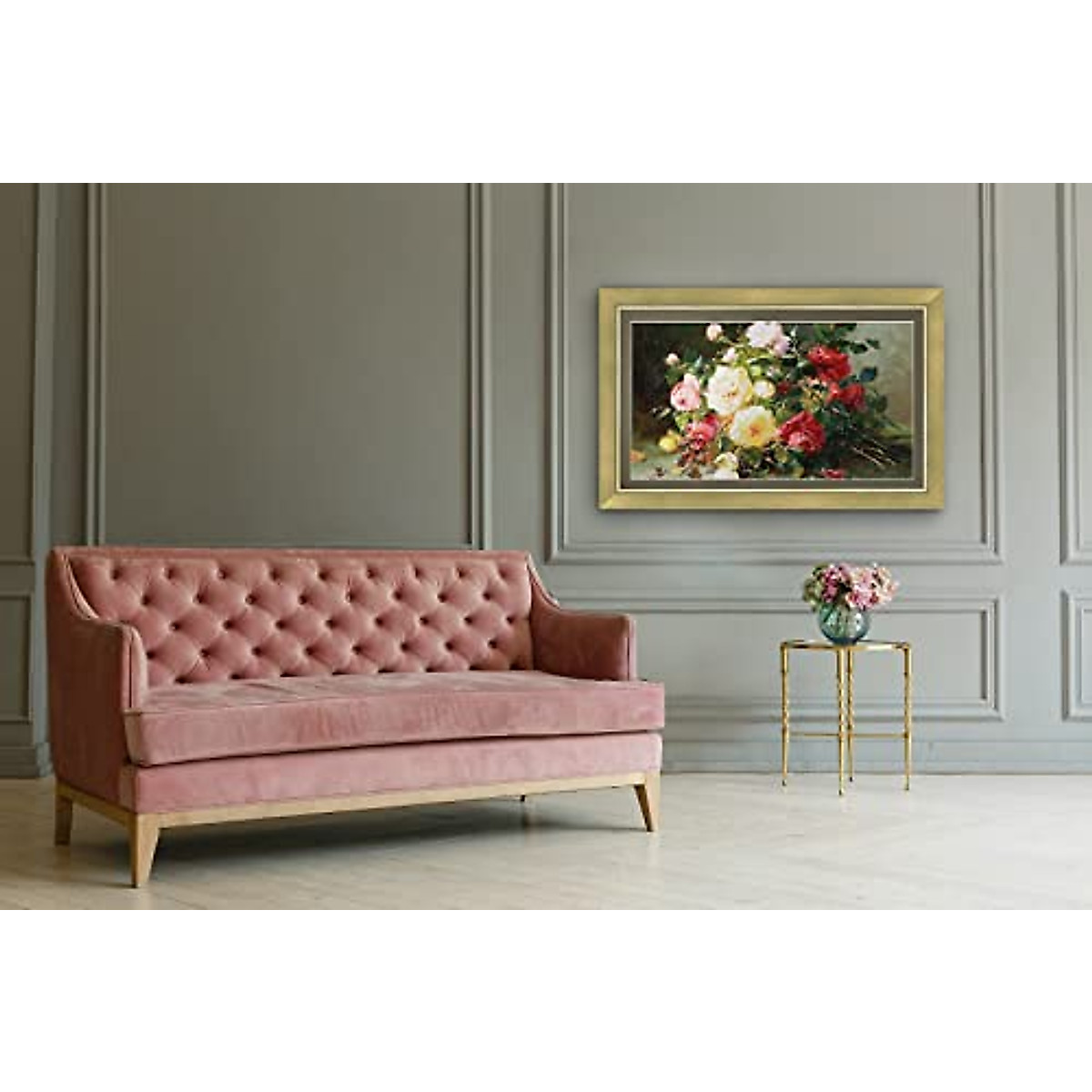 Deco TV Frames - Contemporary Gold Smart Frame Compatible ONLY with Samsung The Frame TV (32", Fits 2021-2023 Frame TV)