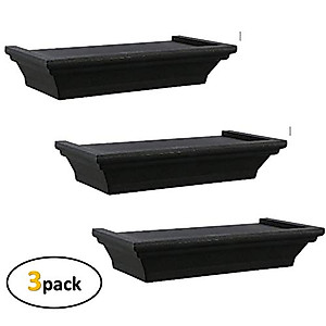 TopNotch Outlet Black Floating Shelves (3 Pcs) Plastic Shelf Set - Easy to Add Simple Yet Effictive Chic Touches to Your Space - Mini Wall Shelving - Home Decor