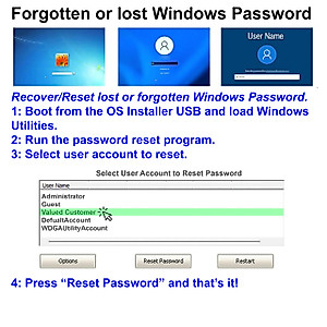 Bootable USB Drive Installer for Windows 7, 8, 10, 11, Linux, Ubuntu, Kali, Tails, Utility Suite w/Password Reset, Data Recovery, Boot Fix, and More. Installer