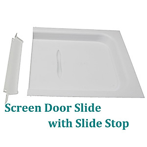 X-Haibei RV Screen Door Slide 12 inch Panel with Handle Slide Stop Set White for Travel Trailer Camper Motor Home