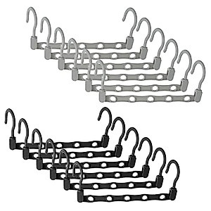 BATTIPAW 12 Pack Closet Organizers and Storage Hanger Organizer with 5 Holes, Closet Organizer Hangers Space Saving for Heavy Clothes, College Dorm Room Essentials