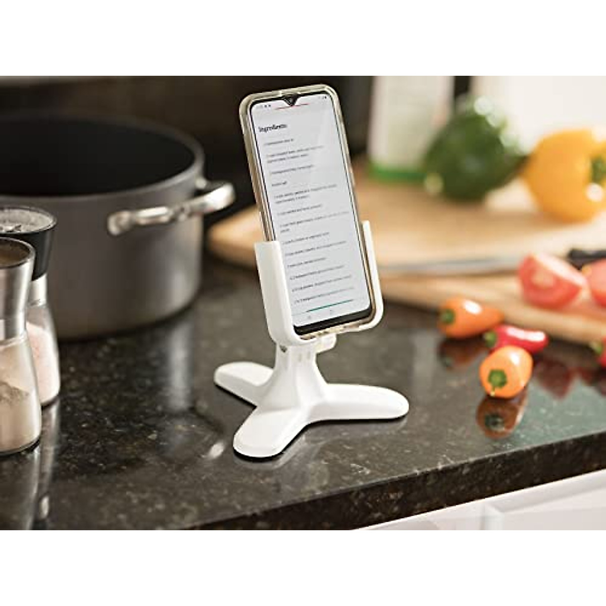 WeatherTech DeskFone - Universal Desktop Cell Phone Holder - White Plastic Knobs