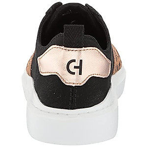 Cole Haan Women's Grandpro Rally Canvas Court Sneaker, Black/Printed Leopard/Rose Gold/Optic White Outsole, 6