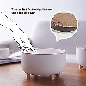 LVOERTUIG Desktop Trash Can with Lid,2L Press-Type Mini Trash Can,Portable Desk Rubbish Bin Bed Office Trash Can Waste Basket Compact Covered Closable Trash Bin(White)