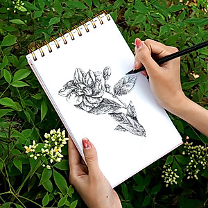 Yoment Sketchbook for Drawing Top Spiral Bound Sketch Pad for Kids 5.5" x 8.5" Hardcover Sketch Book(68lb/100gsm) Small Artist Drawing Blank Paper Notebook for Painting Sketching Pad with Pencil, Pink