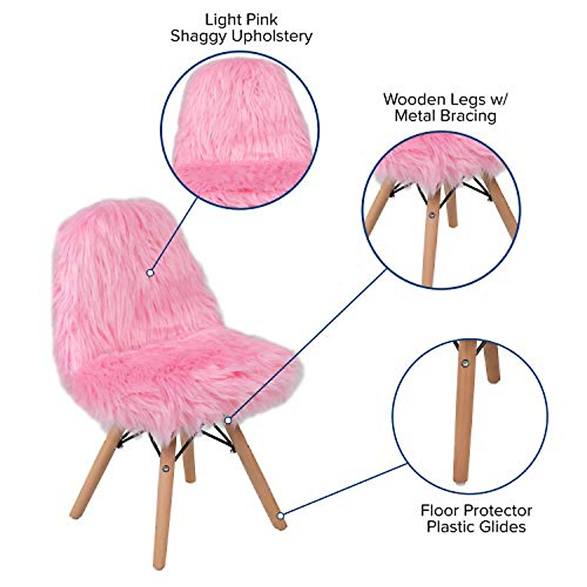 Flash Furniture Kids Shaggy Dog Light Pink Accent Chair