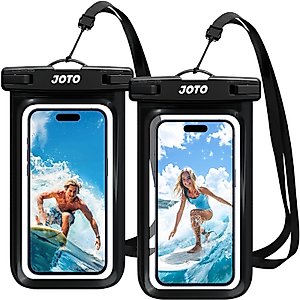 JOTO IPX8 Waterproof Phone Pouch Case, Underwater Dry Bag for Phone Protector for iPhone 15 14 13 12 11 Pro Max, Galaxy S24 S23 S22 Ultra Pixel to 7" Cruise Vacation Essential -2 Pack, Black
