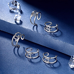 beautlace Taurus Adjustable Ring Constellation Astrology Silver Plated Opening Statement Horoscope Zodiac Ring for Women Men Jewelry Gift KR0002J-W