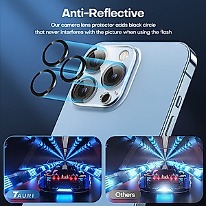 TAURI 3 + 3 Pack Designed for iPhone 13 Pro Camera Lens Protector, 3 Pack Tempered Glass Screen Protector, 9H Hardness Case Friendly Easy Installation Kit, 6.1 Inch