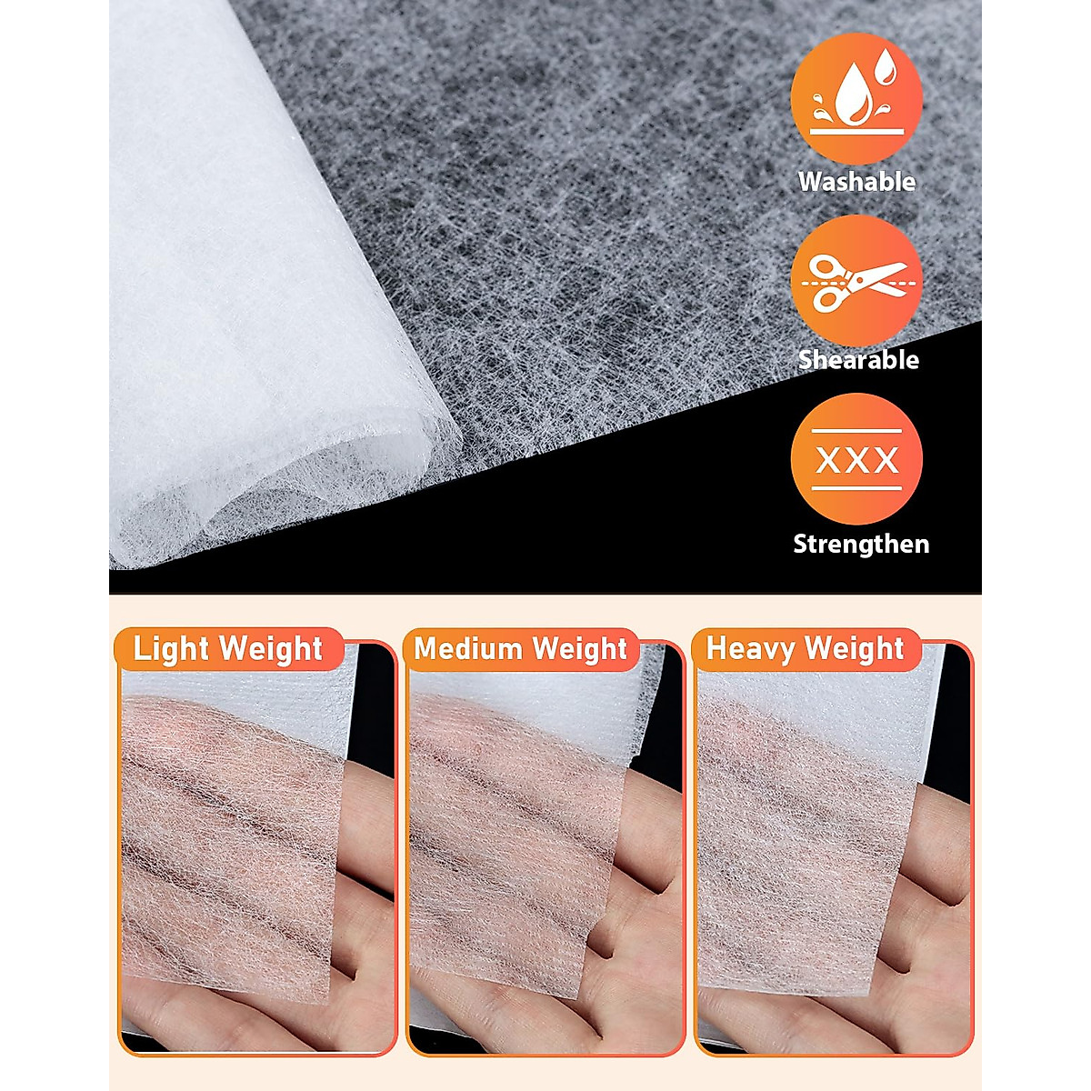 PLANTIONAL Light Weight Fusible Bonding Web: 20 Sheets (8" x 12") Fusible Webbing for Fabric Applique DIY Crafts Supplies