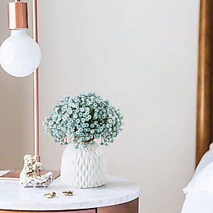 JUSTOYOU 10 Pcs Artificial Babys Breath Flowers, Blue Artificial Flower, Fake Gypsophila Real Touch Flowers for Wedding Party Home Garden Decoration （Blue, Not include vase）