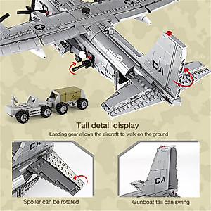 MEOA Military Army Building Sets for Boys 1713pcs The AC130 Aerial Gunboat Set Building Blocks Bricks WW2 Toys Classic Model Plane Kits Educational Learning Toys Boy Gifts
