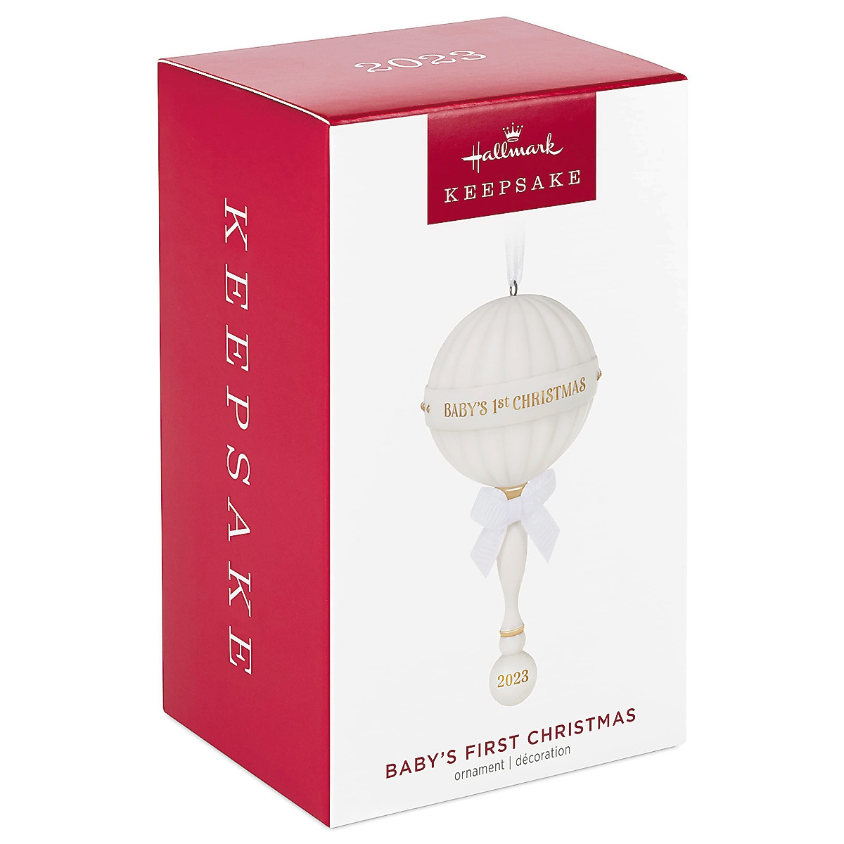 Hallmark Keepsake Christmas Ornament 2023, Baby's First Christmas, Porcelain Baby Rattle, Baby Gift