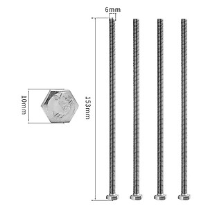 Cionyce 4 PCS M6 Hex Bolt, M6-1 x 150mm Hex Head Screws Bolts 304 Stainless Steel Hex Tap Bolts