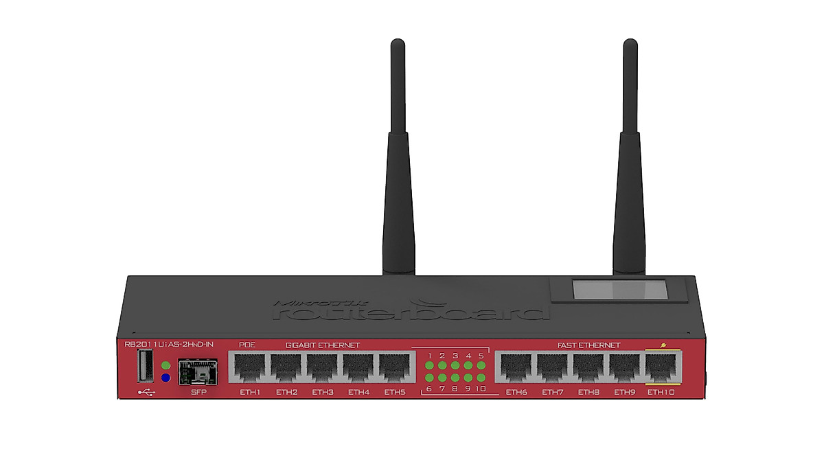 Mikrotik RouterBOARD RB2011UiAS-2HnD-IN Wireless Router 2.4GHz 10-Ports