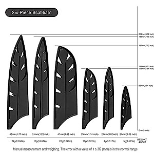 XYJ Knife Sheath Set of 12 Knife Edge Guards Blade Protector Knife Cover for Stainless Steel Paring Santoku Utility Slicing Chef Knife Plastic Knife Case Black White