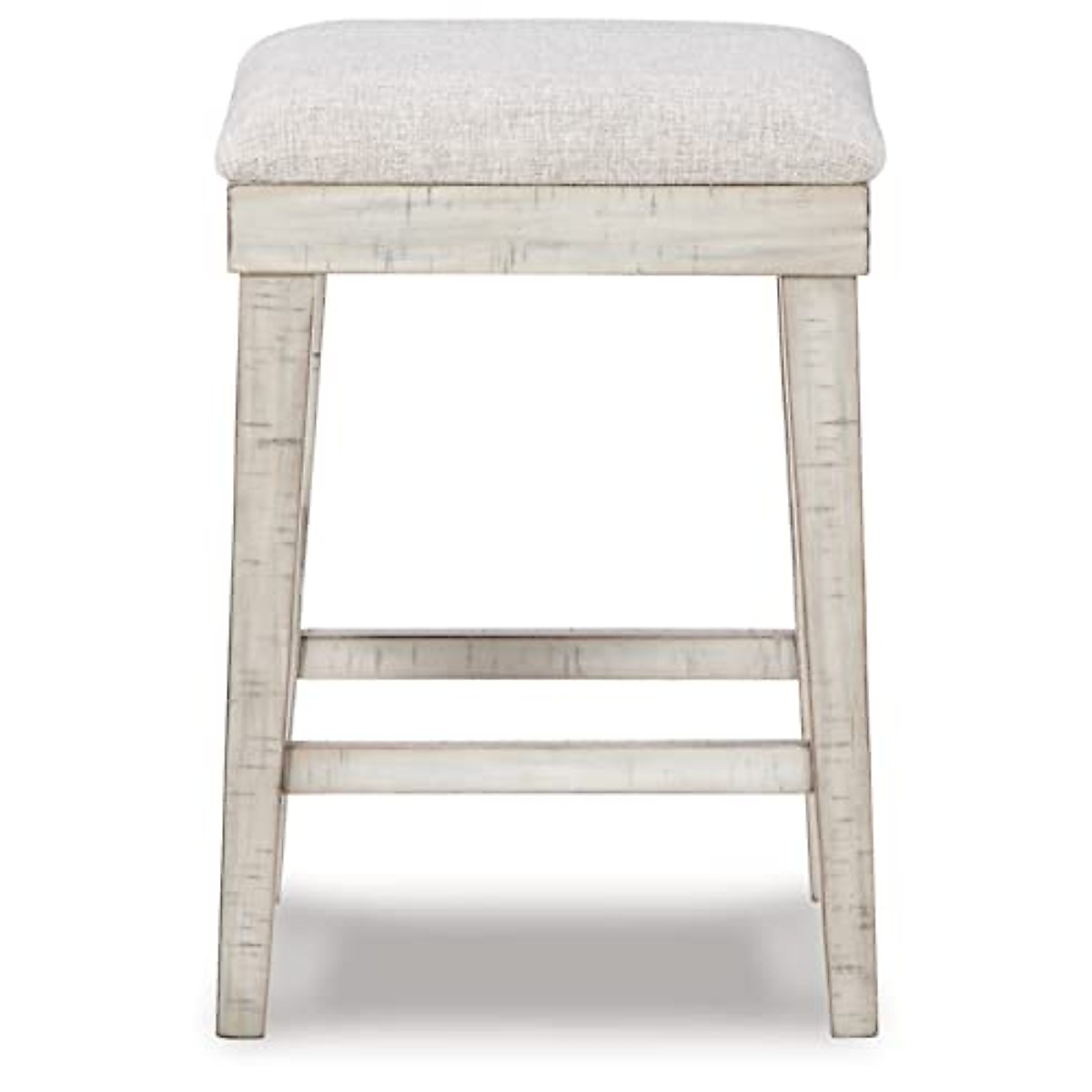 Signature Design by Ashley Carynhurst Coastal Counter Height Dining Table Set with Upholstered Bar Stools, Set of 3, White & Beige