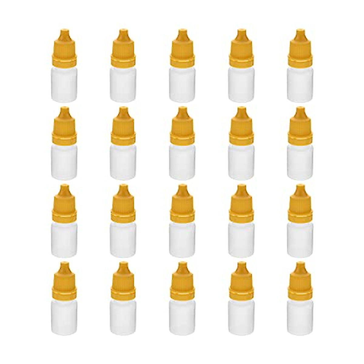 Othmro 20Pcs 0.2oz Lab Dropping Bottles 5ml PE Plastic Bottles Lab Eye Dropper Bottles Squeezable Eye Liquid Drop Bottle Small Mouth Drop Bottles Sample Seal Storage Bottles with Yellow Cap for Travel
