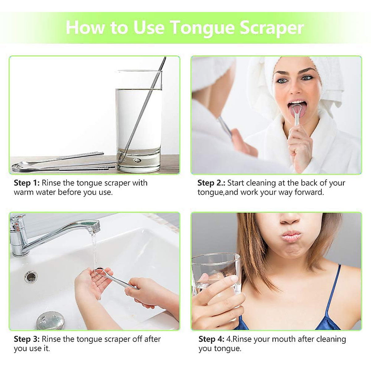 Metal Tongue Scraper For Adults,Stainless Steel Tongue Scrapers,Oral Care Kit Tongue Cleaner Tongue Scraper With Case,3 Pack Tongue Scraper Cleaner and 2Pack Mini Dental Pick.