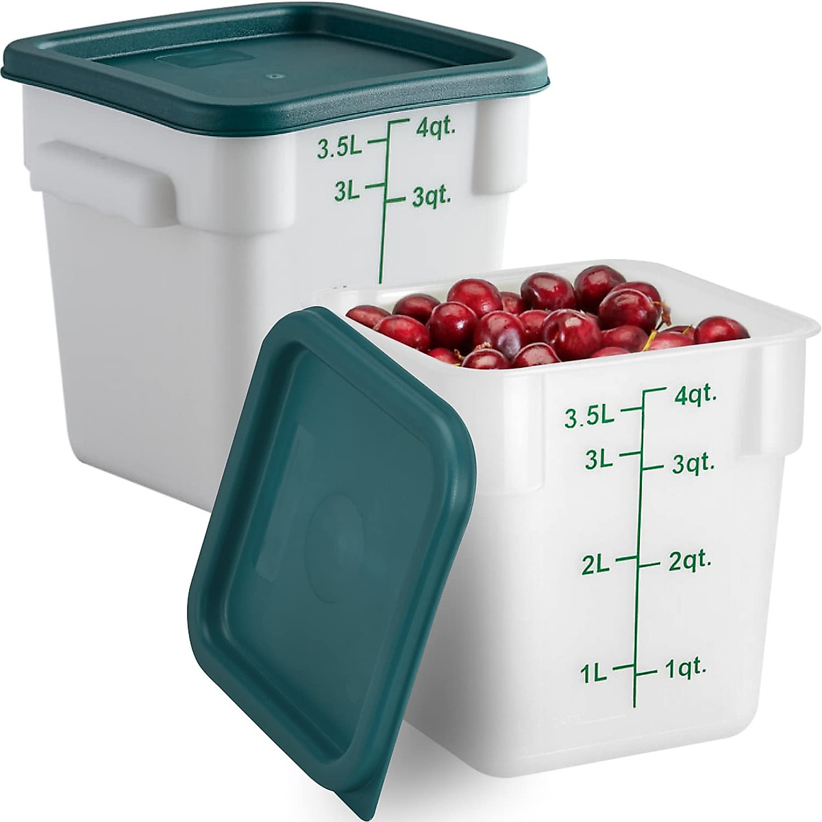CUSINIUM 2-Pack - 4qt White Square Food Storage Containers with Lids