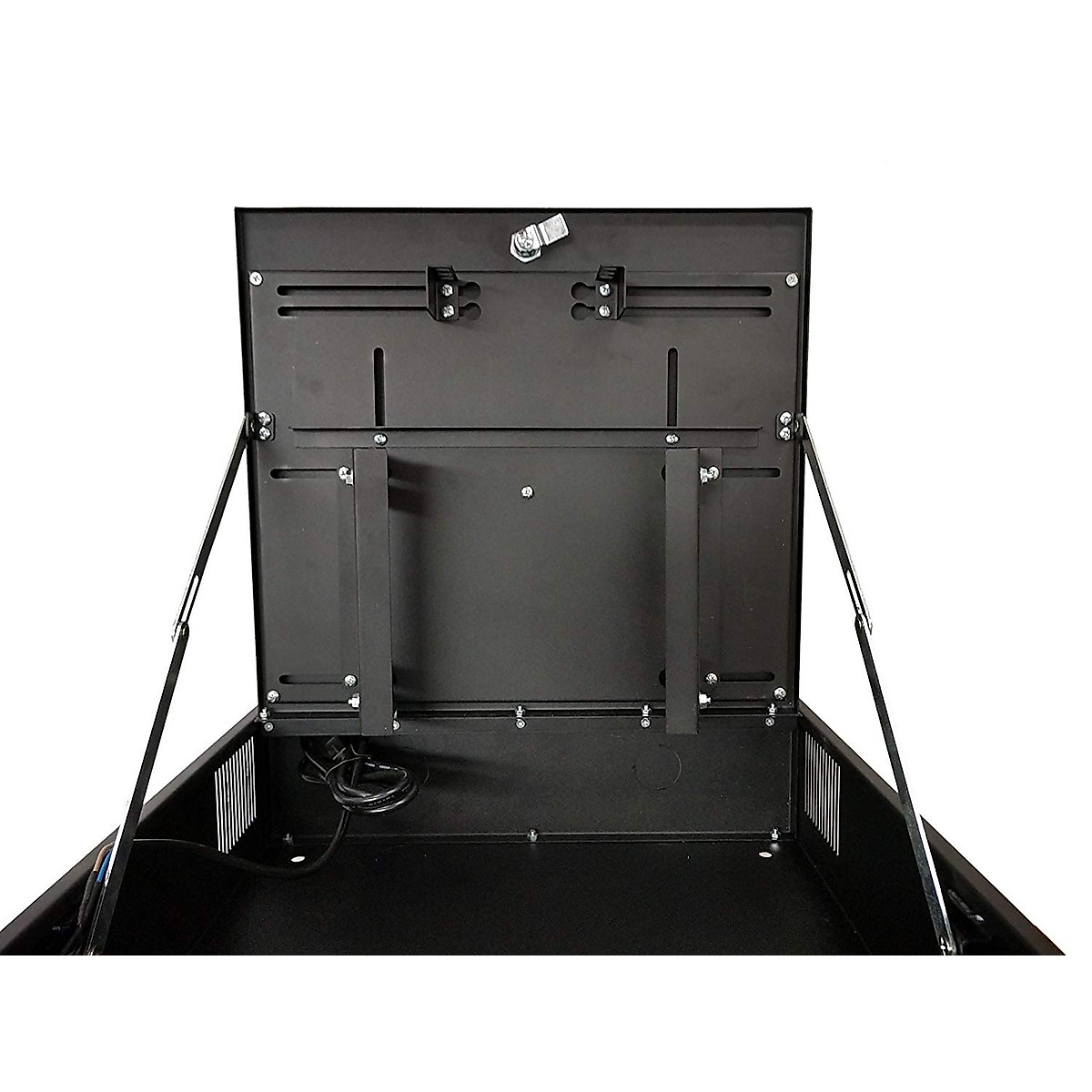 Kenuco Heavy Duty 16 Gauge Steel DVR Security Lockbox with Fan and Swing Open Top (18'' x 18'' x 5'' Black)