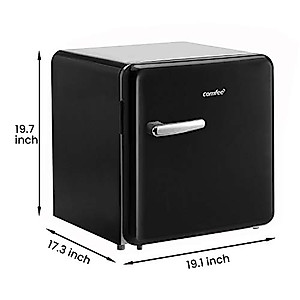 COMFEE 1.6 Cubic Feet Solo Series Retro Refrigerator Sleek Appearance HIPS Interior, Energy Saving, Adjustable Legs, Temperature Thermostat Dial, Removable Shelf, Perfect for Home/Dorm/Garage [black]