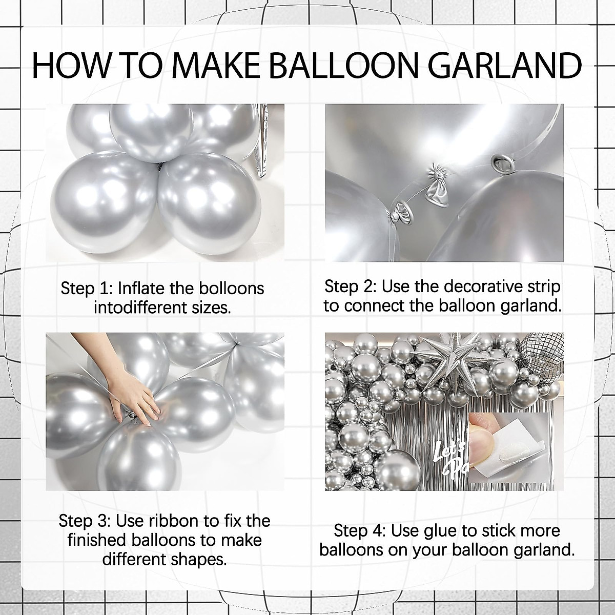 Disco Balloon Arch Garland Kit, Metallic Silver Balloon Arch with Disco Ball Balloons Silver Fringe Disco Ball Backdrop for Birthday Graduation Prom 2024 Disco Party Decorations