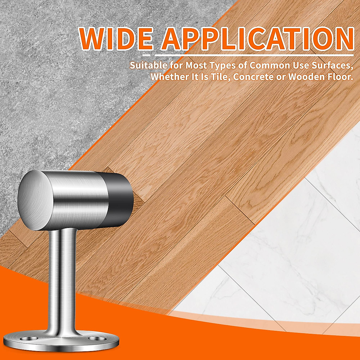 TPOHH 3 Inch Height Zinc Alloy Floor Mount Bumper, Gooseneck Door Stop with Rubber Bumper – Protects Walls from Door Knob Damage