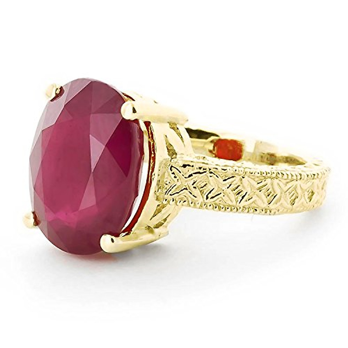 Galaxy Gold GG 14k Solid Gold Filigree Ring Oval Shape Ruby 5277 (Yellow-Gold, 5.5)