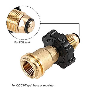 Hooshing Universal Fit Propane Tank Adapter Converts POL LP Tank Service Valve to QCC1/Type 1 with Wrench Old to New Connection Style