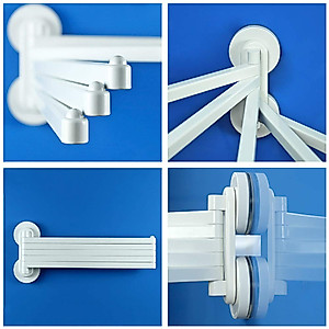 NJZYB Swivel Towel Rack, 5-Arms Folding Towel Bar with Suction Cup, No Drilling Reusable Wall Mount Finish Organizer, for Bathroom, Kitchen, Living Room