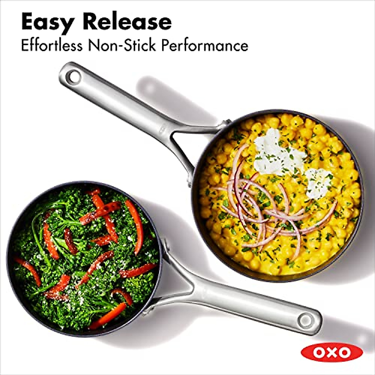 OXO Professional Hard Anodized PFAS-Free Nonstick, 1.7QT and 2.3QT Saucepan Pot Set with Lids, Induction, Diamond reinforced Coating, Dishwasher Safe, Oven Safe, Black