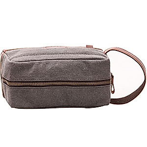 IBLUE Toiletry Bag Leather and Canvas Travel Dopp Kit Bathroom Shaving Organizer for Men&Women Travel Accessories,B03 (BLACK)