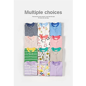 Teach Leanbh Baby Boys Girls 3 Pack Footless Pajamas Cotton Long Sleeve 2 Way Zipper Romper Sleep and Play (as1, age, 3_months, 6_months, Baby, Purple/Flower, 3-6 Months)