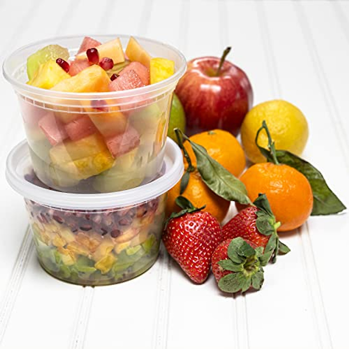NYHI 16-Ounce Clear Deli Containers with Lids | Stackable, BPA-Free Food Storage Container Set | Recyclable Space Saver Airtight Container for Kitchen Storage, Meal Prep, Take Out | 40 Pack