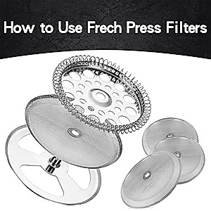 French Press Filter 6 Pieces Stainless Steel Replacement Filters Mesh French Press Screen Filter Replacement for Coffee Tea Makers and Coffee Grounds Filters
