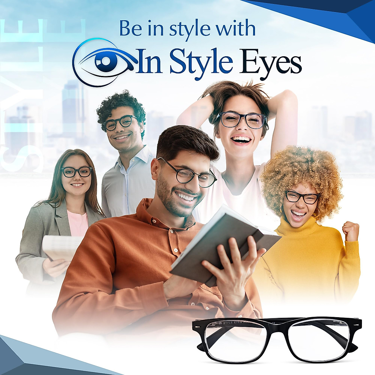In Style Eyes Super Strong Eye Glasses, High Magnification Womens Reading Glasses - Non-Polarized Lens for Men - Black - 7.0x