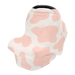 Nursing Cover Breastfeeding Scarf Pink Cow Print- Baby Car Seat Covers, Stroller Cover, Carseat Canopy(7ya1a)